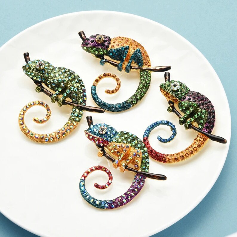 Brooches of Lizard Brooch Pendant Rhinestone Chameleon Animal - Etsy