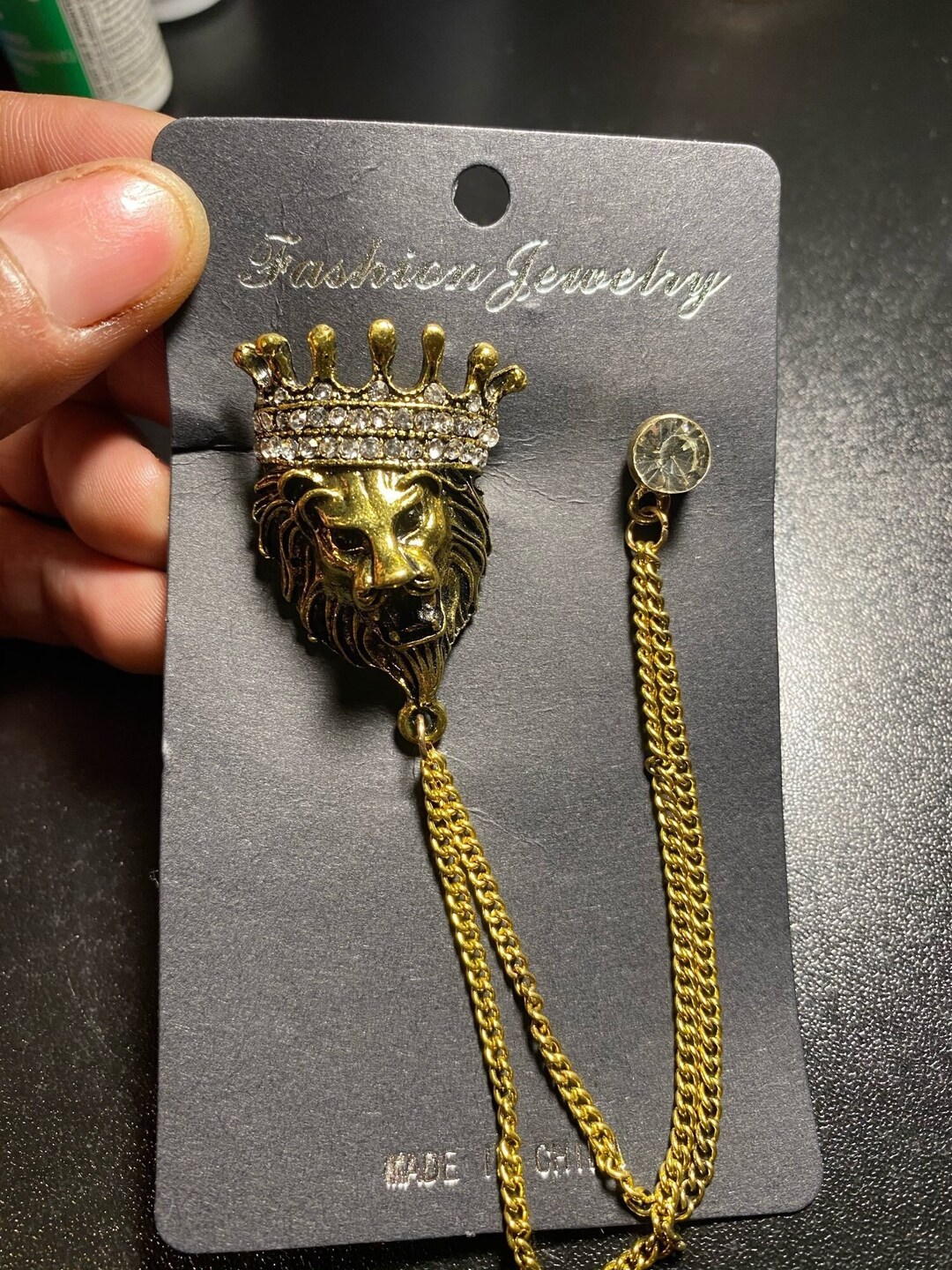 Lion King Brooch Pin Rhinestone Brooches Suit Shirt Collar Pins Hat ...