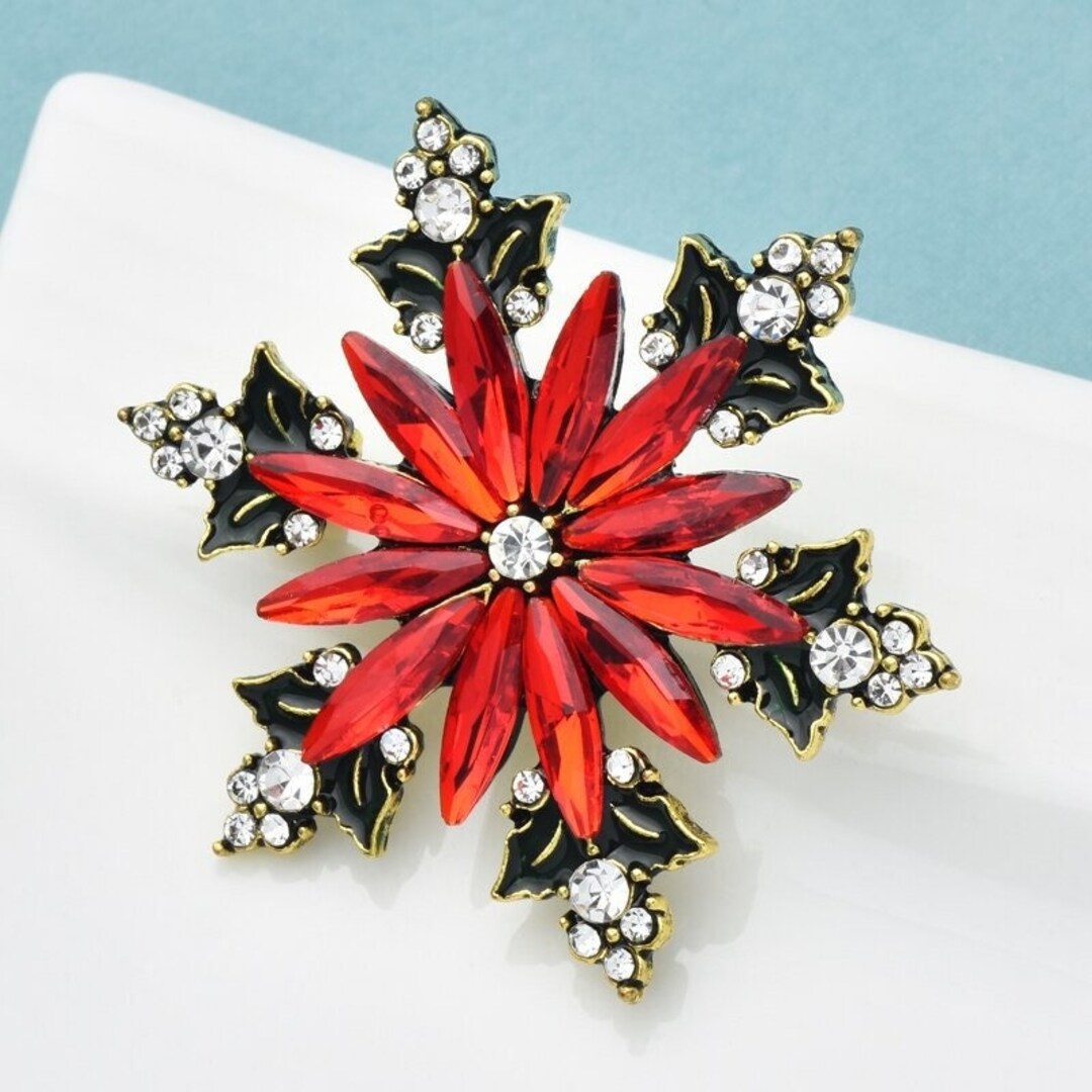Red Snowflake Pin Brooches for Women Men Winter Flower Brooch Pins Hat ...