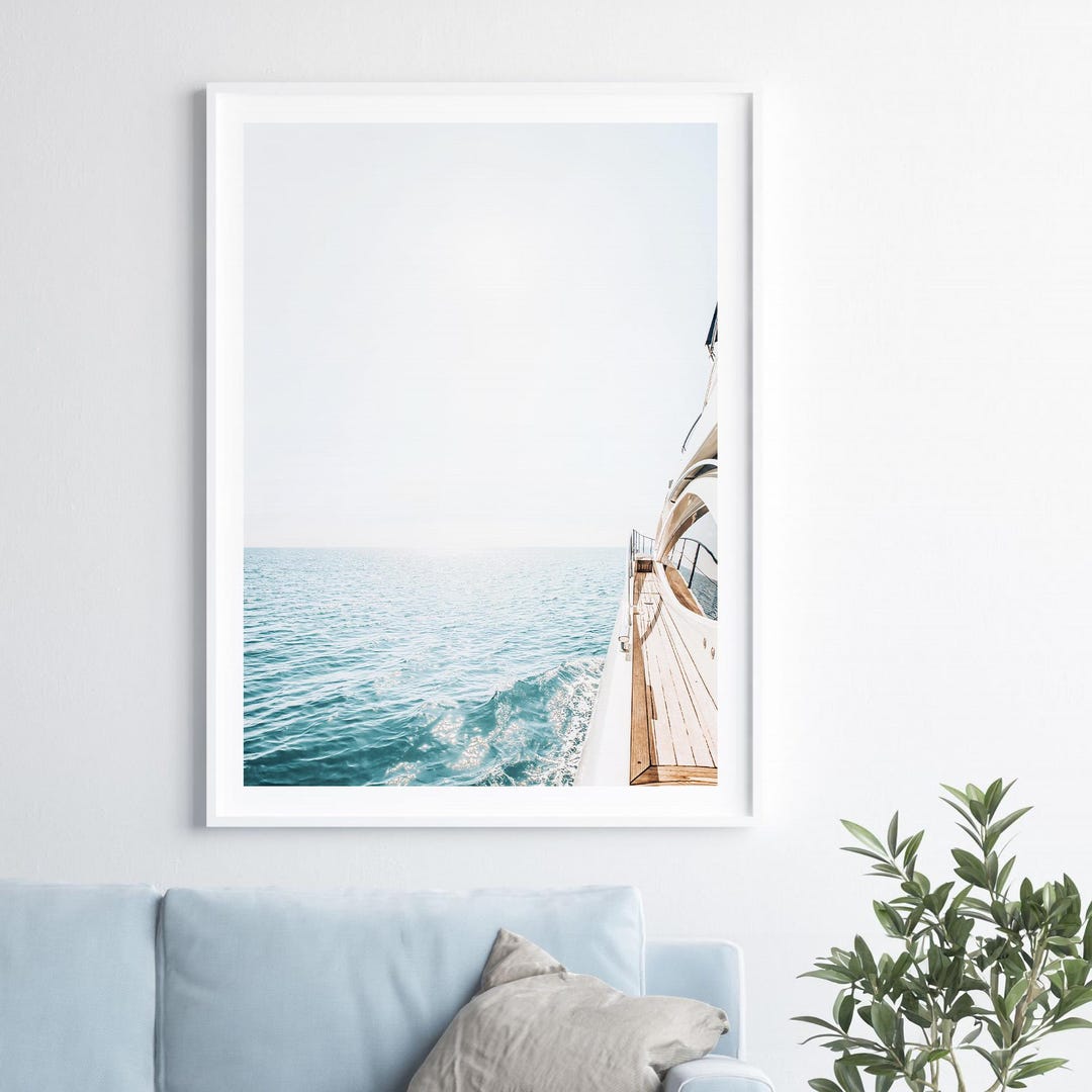 Yacht Photo Print, Muted Nautical Wall Art, Framed Ocean Sailing Print ...