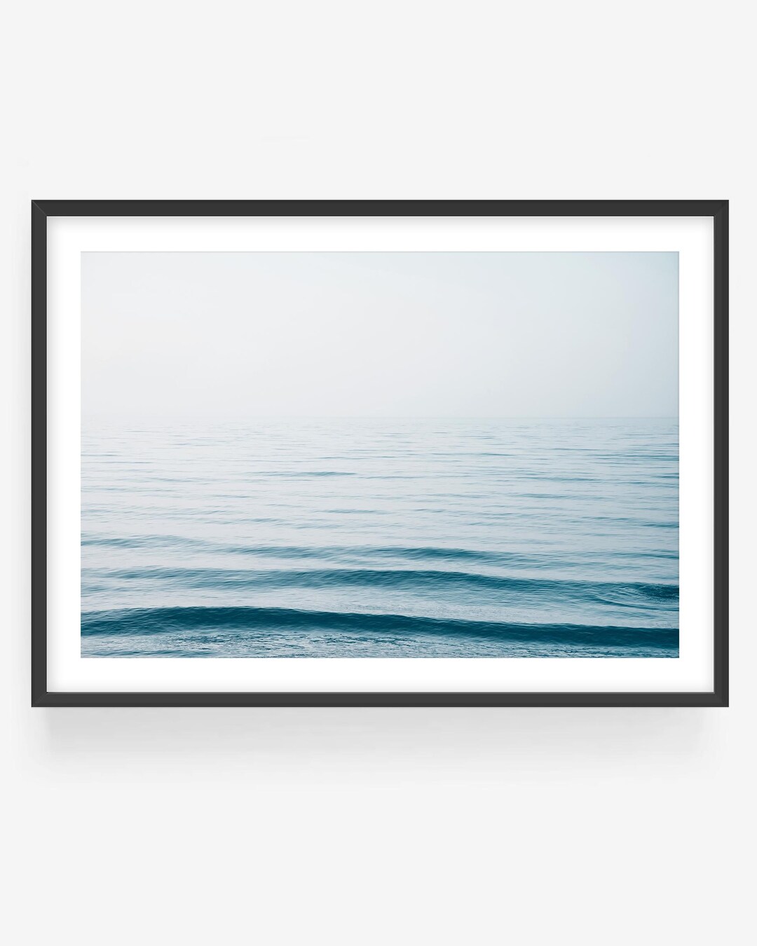 Framed Minimalist Ocean Horizon Print - Coastal Photography, Blue ...