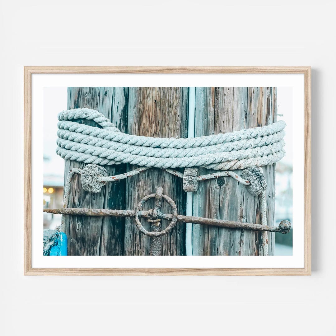 Rustic Coastal Wall Art, Nautical Rope and Weathered Wood Print ...