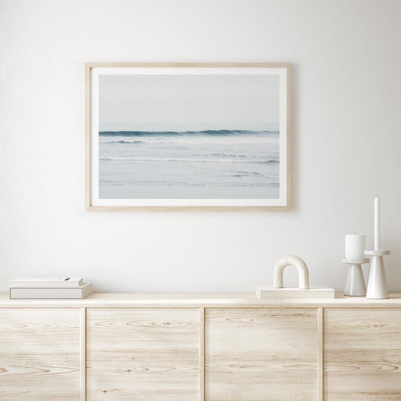 Minimalist Blue Ocean Fine Art Print, Serene Coastal Wall Art, Modern ...