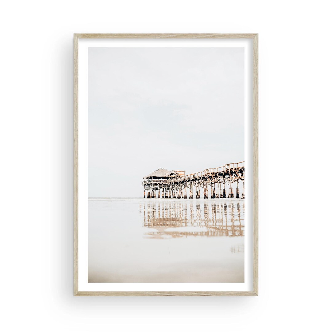 Cocoa Beach Pier Print, Coastal Grandmother Wall Art, Minimalist Beige ...