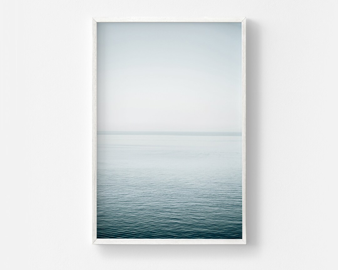 Serene Ocean Print, Minimalist Light Blue Seascape Wall Art Decor ...
