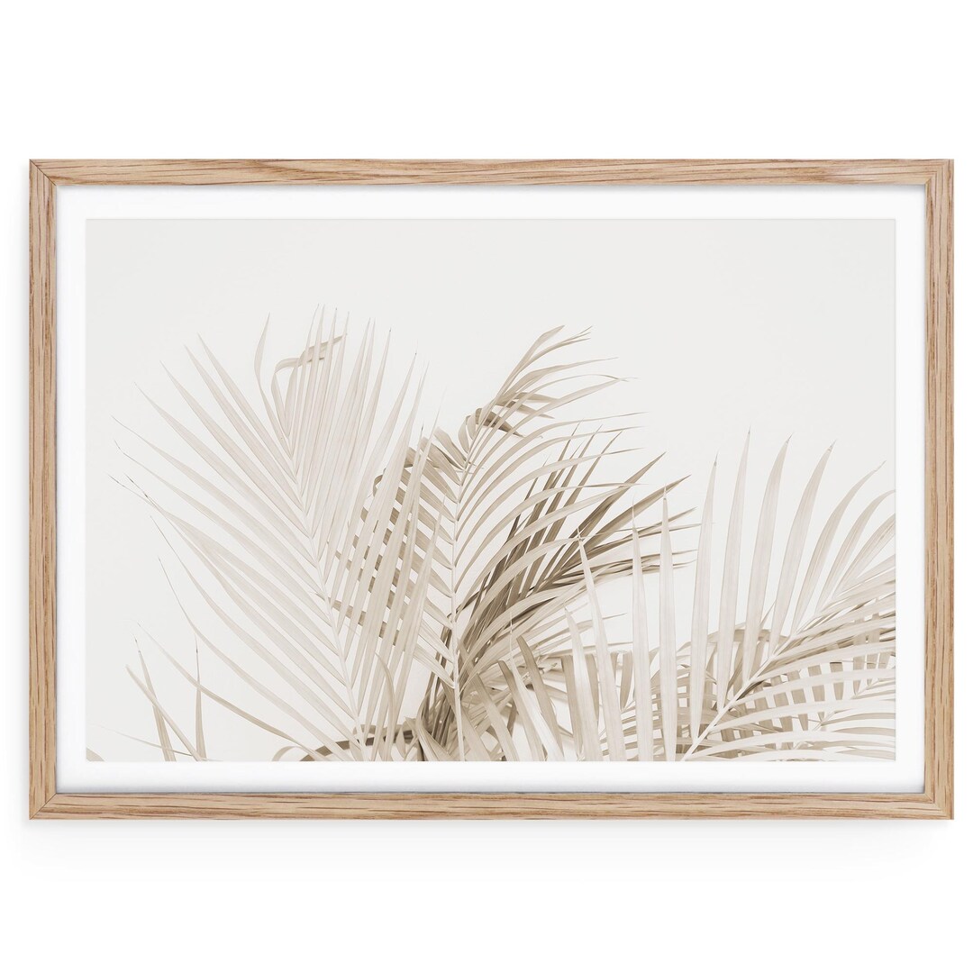 Neutral Palm Leaf Print: Beige Tropical Photography, Minimalist Wall ...