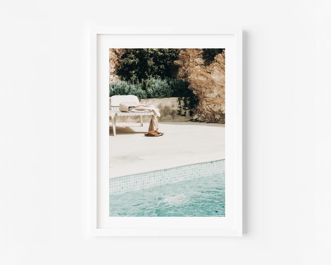 Vintage Poolside Art Print for a Relaxing Summer Vibe, FRAMED Retro ...
