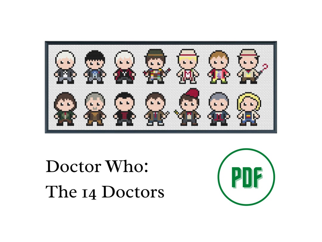 Easy Cross Stitch PDF Pattern: Doctor Who the 14 Doctors Cross Stitch ...