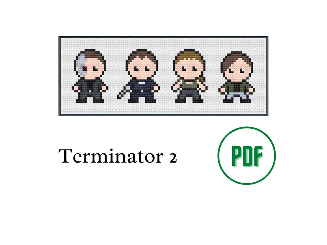 Cross Stitch PDF Pattern: Terminator 2 Easy Cross Stitch Pattern for ...