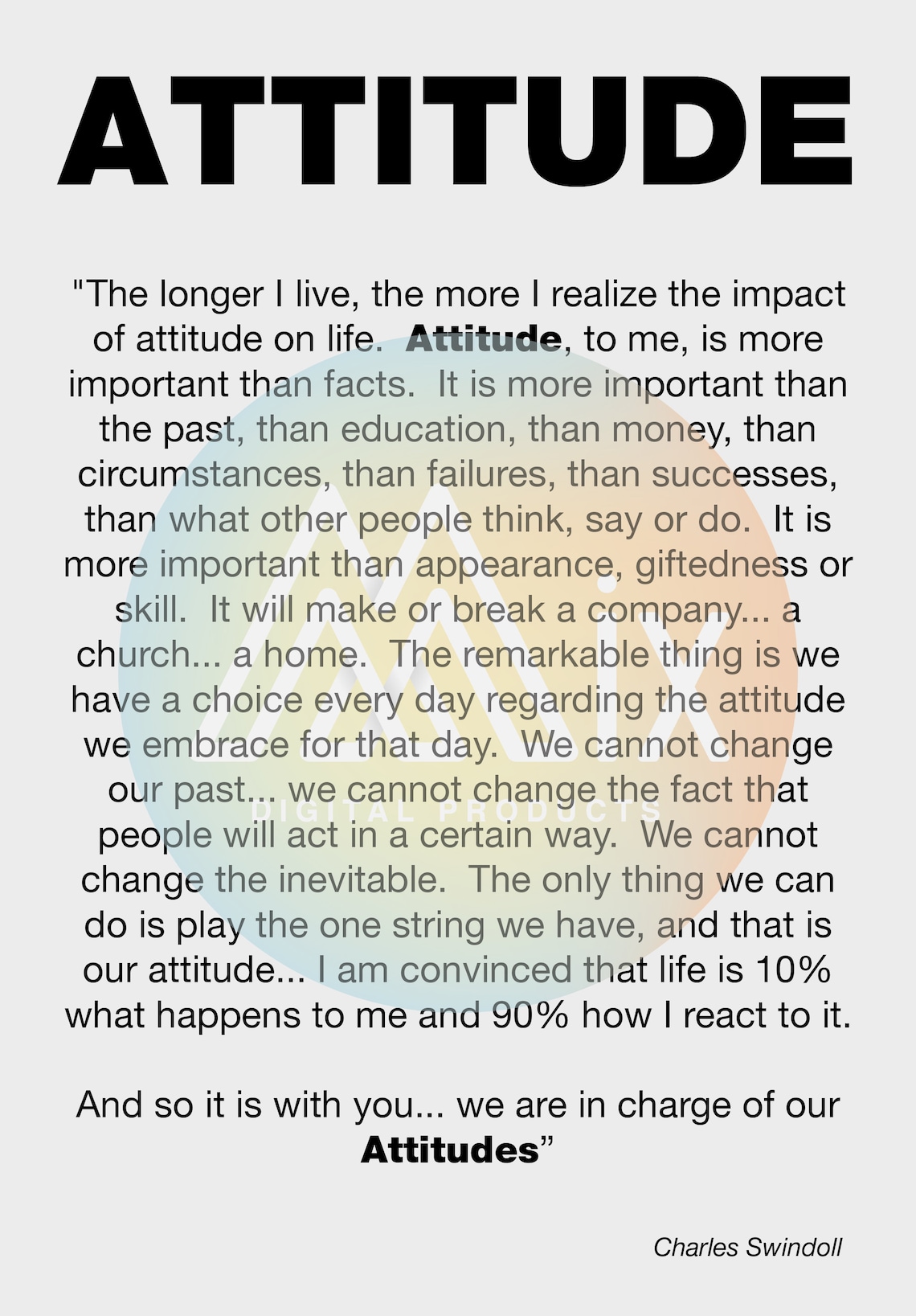 Attitude Motivational Poster, Self Affirmation Quote, Positive ...