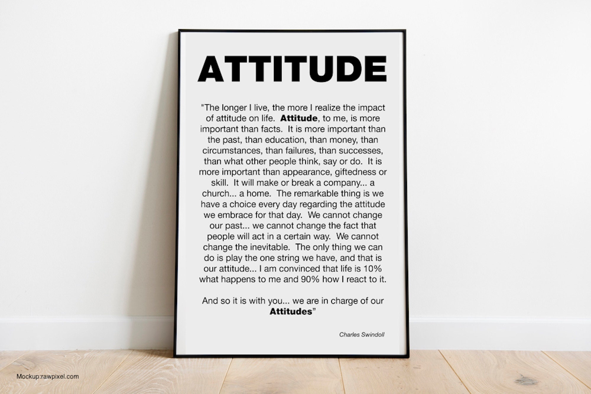 Attitude Motivational Poster, Self Affirmation Quote, Positive ...