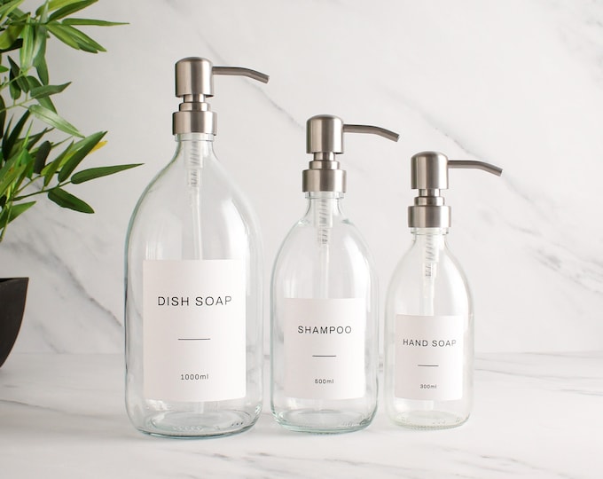 Clear Glass Bottle Refillable Bottle With Aluminium Screw Cap & Label ...