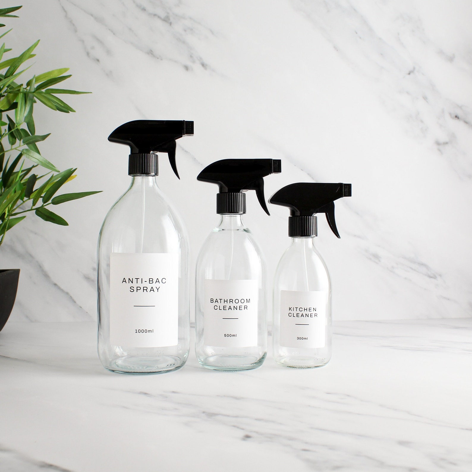 Clear Glass Spray Bottle | Refillable Labelled Bottle With Trigger ...