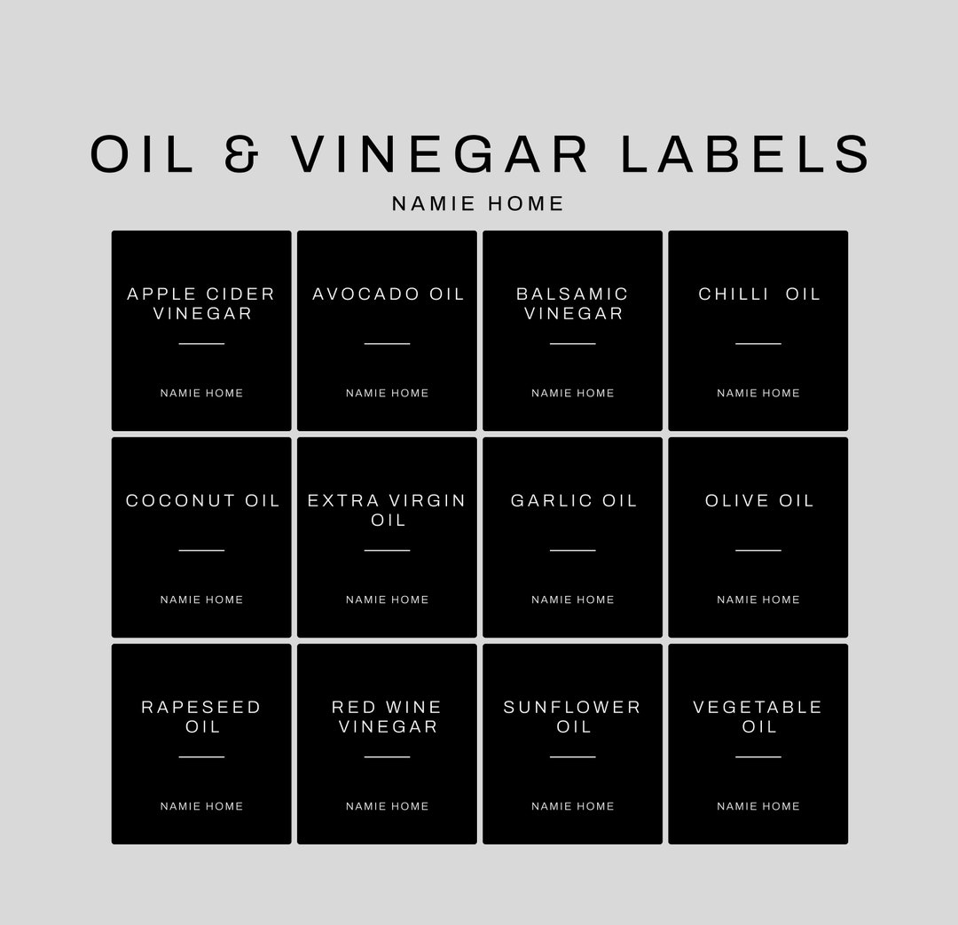 Waterproof Oil Labels - Black Stickers for Bottles and Pourers ...