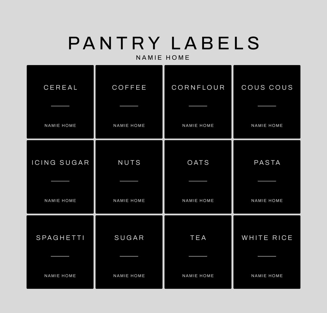 Pantry Labels - Black Waterproof Stickers for Jars and Baskets ...