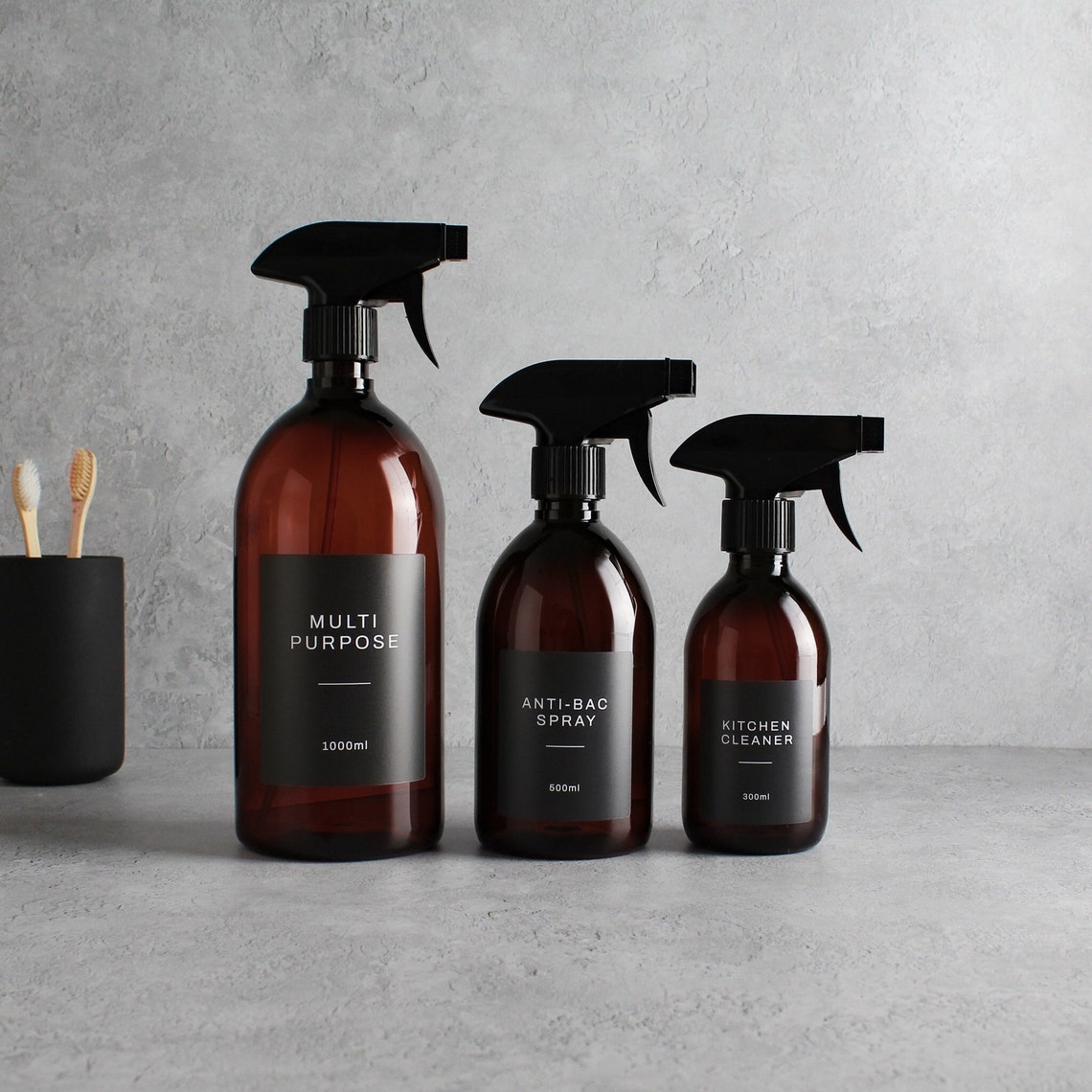 Amber Plastic Spray Bottle | Refillable Labelled Bottle With Trigger ...