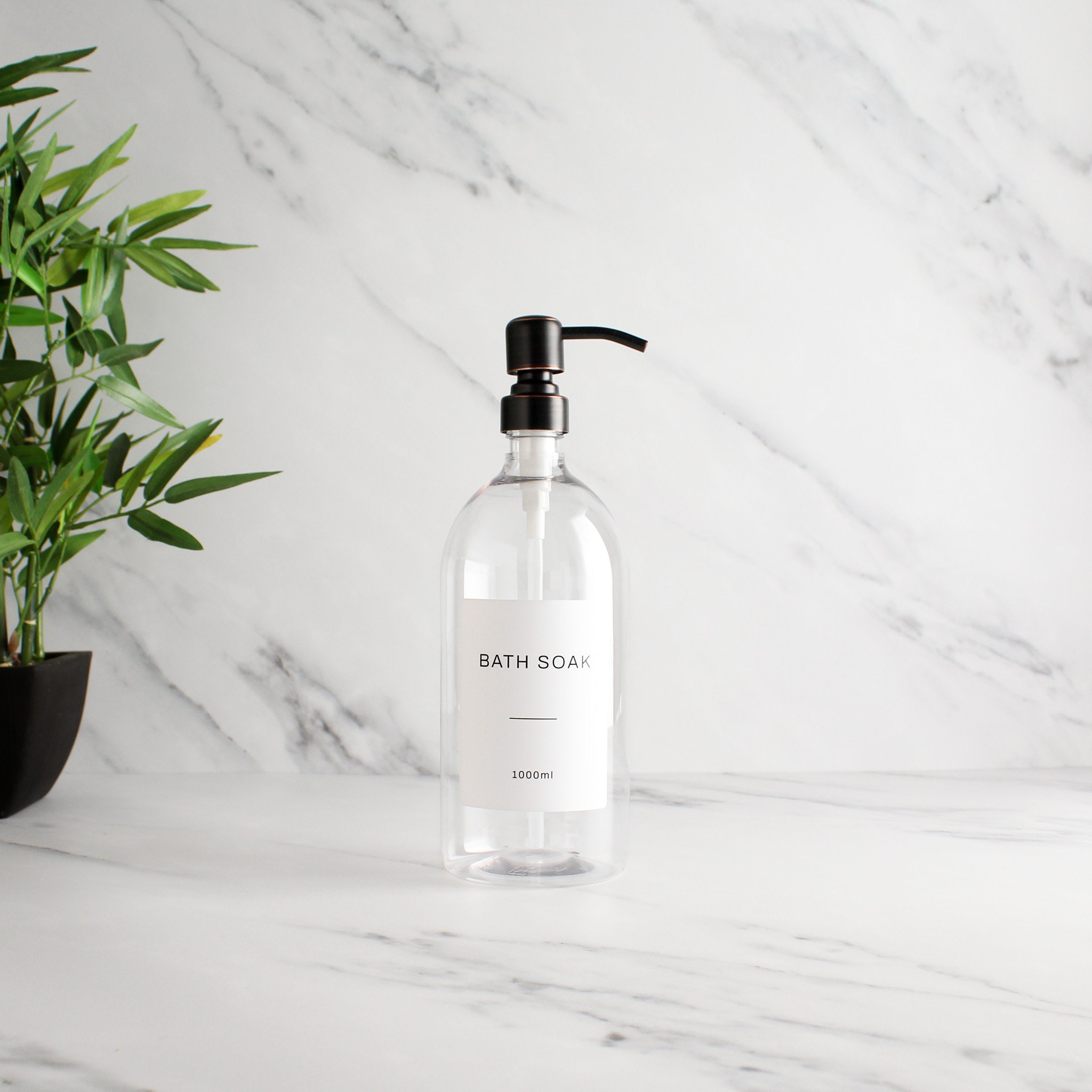 Clear Plastic Bottle - Labelled Refillable Bottle With Metal Black ...