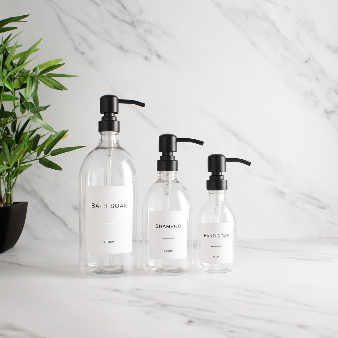 Clear Plastic Bottle - Labelled Refillable Bottle With Metal Matte ...