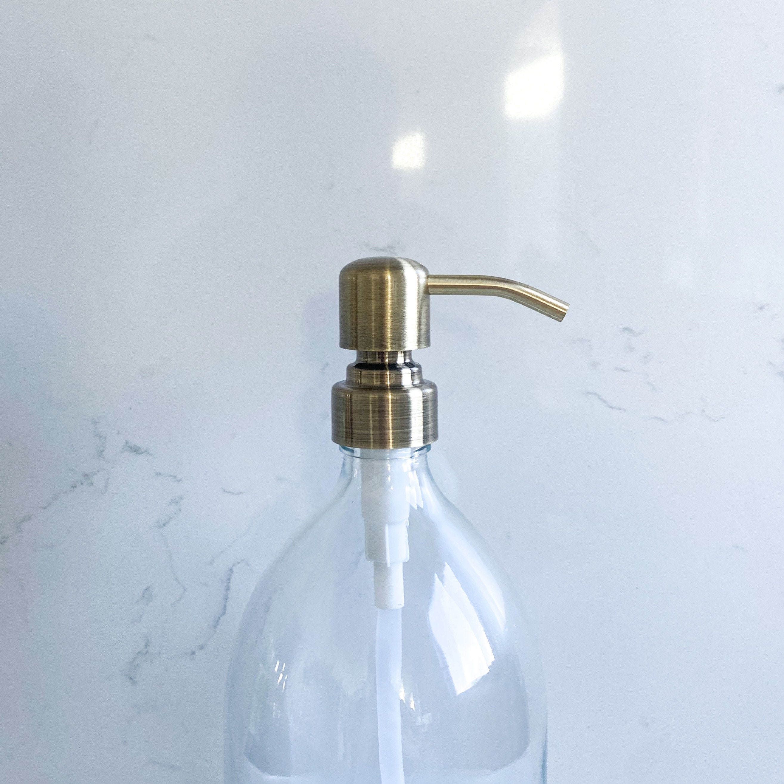 Clear Glass Bottle Refillable Bottle With Gold Brass Pump - Etsy
