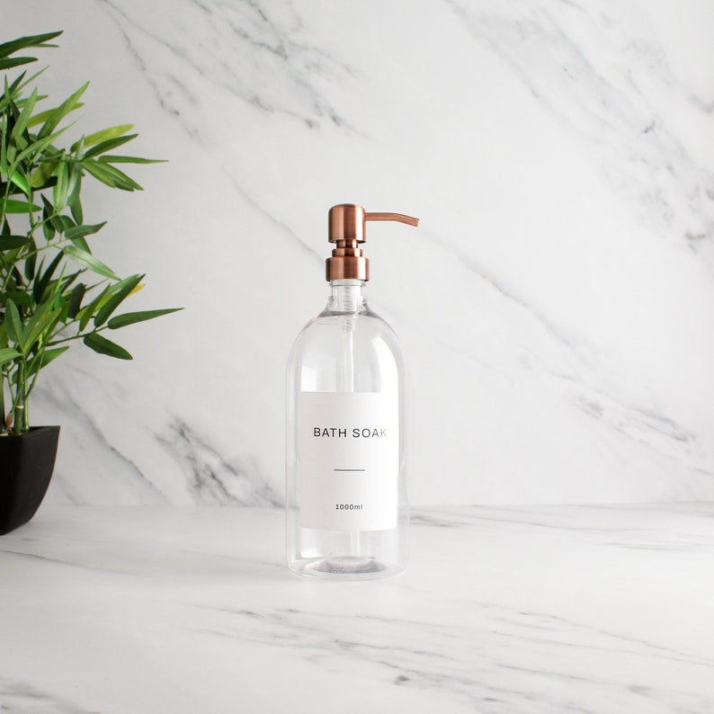 Clear Plastic Bottle Labelled Refillable Bottle With Metal - Etsy
