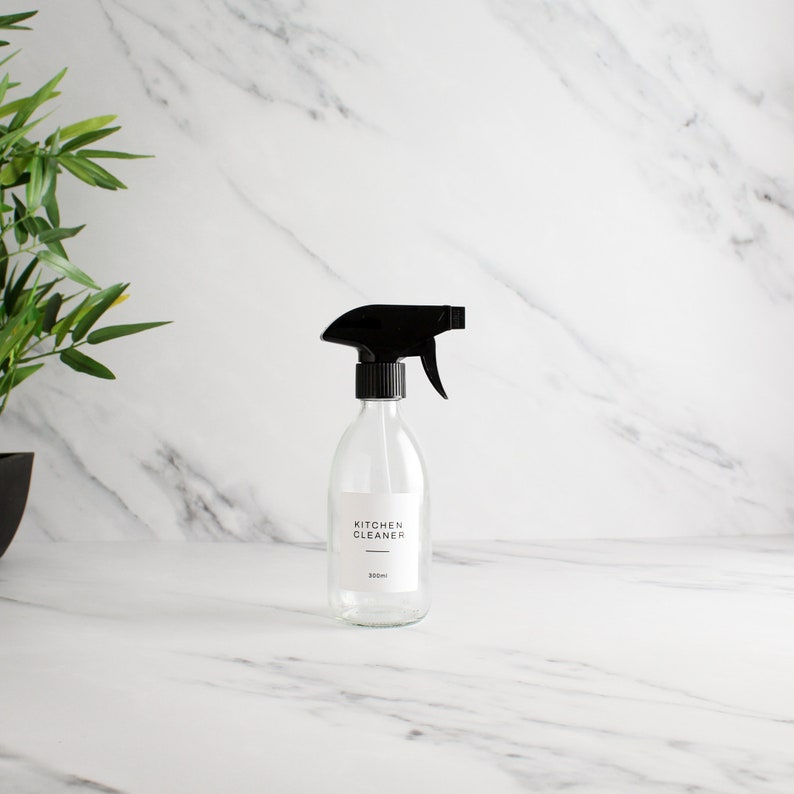 Clear Glass Spray Bottle | Refillable Labelled Bottle With Trigger ...