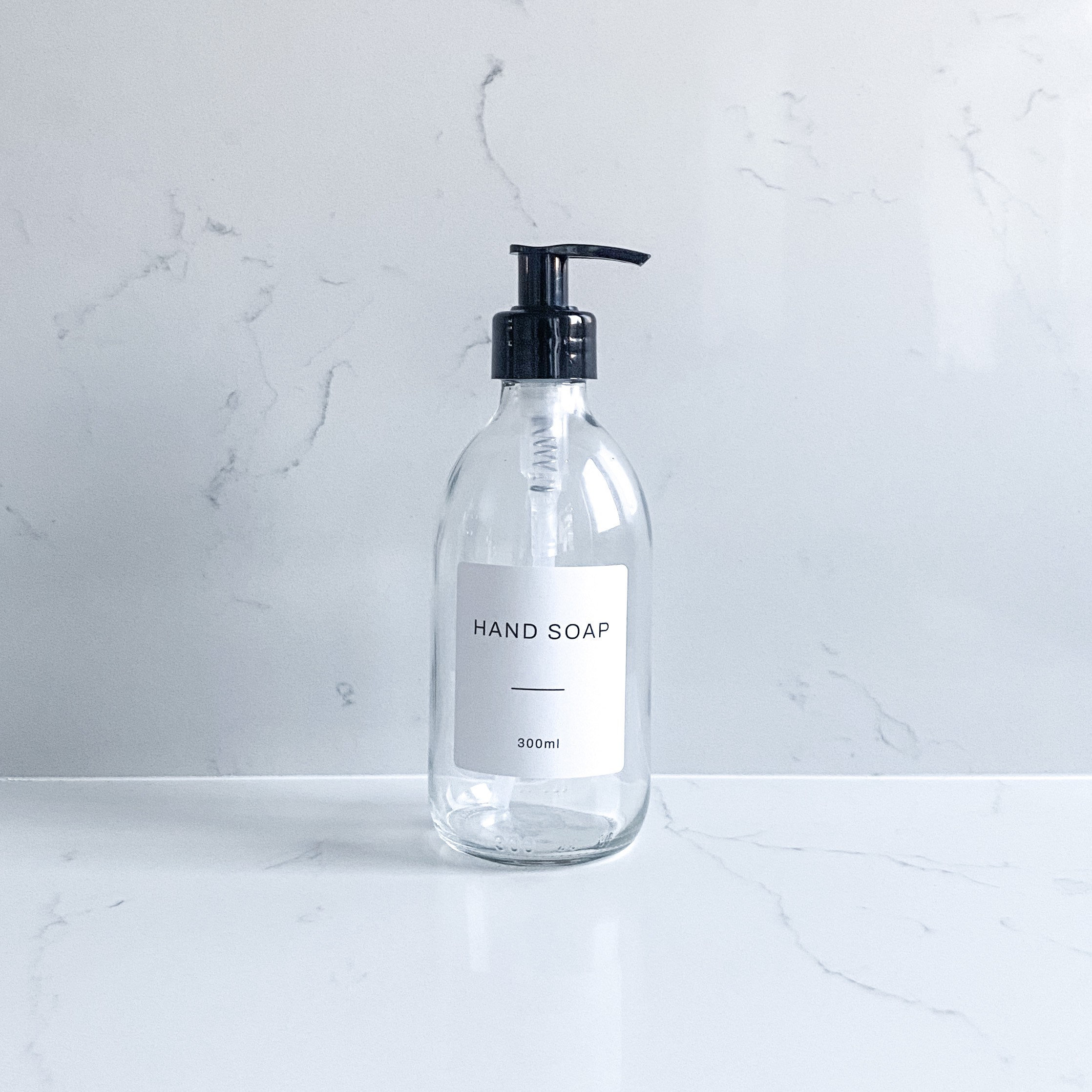 Clear Glass Bottle Labelled Refillable Bottle With Black - Etsy