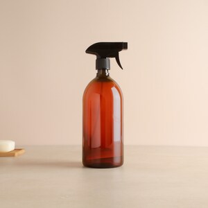 Amber Plastic Spray Bottle - Refillable Bottle With Trigger Spray Lid ...
