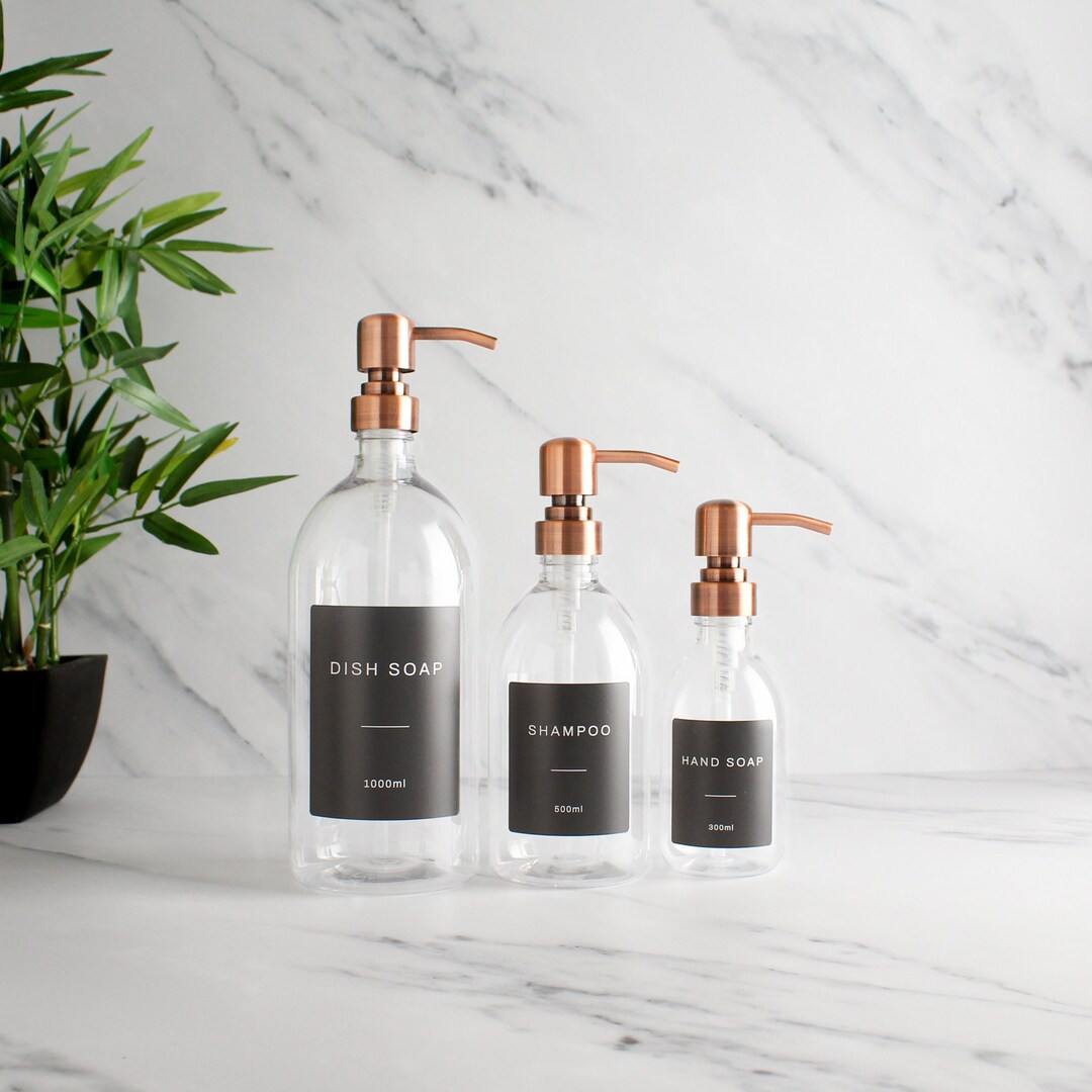 Clear Plastic Bottle Labelled Refillable Bottle With Metal - Etsy
