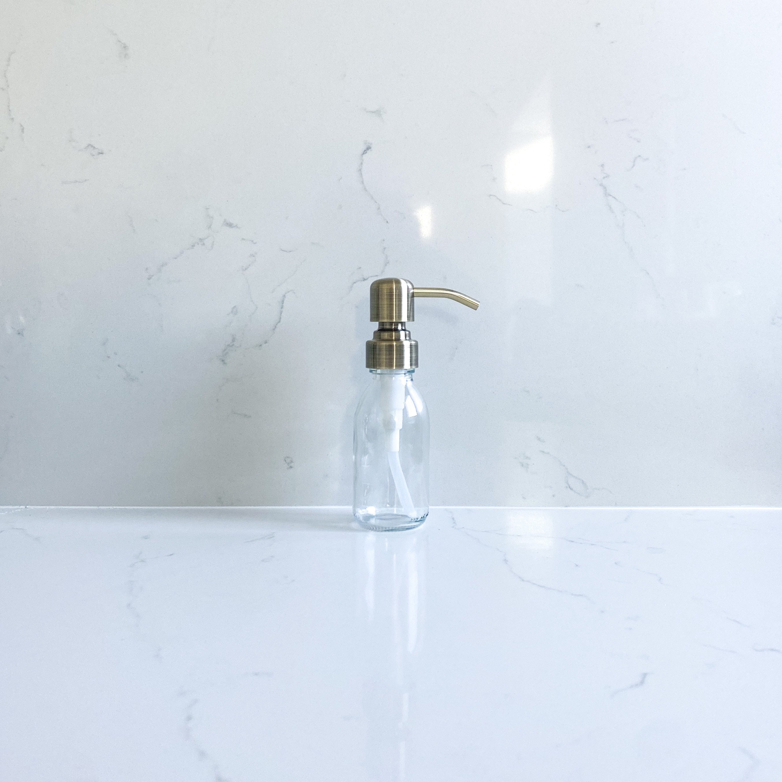 Clear Glass Bottle Refillable Bottle With Gold Brass Pump - Etsy