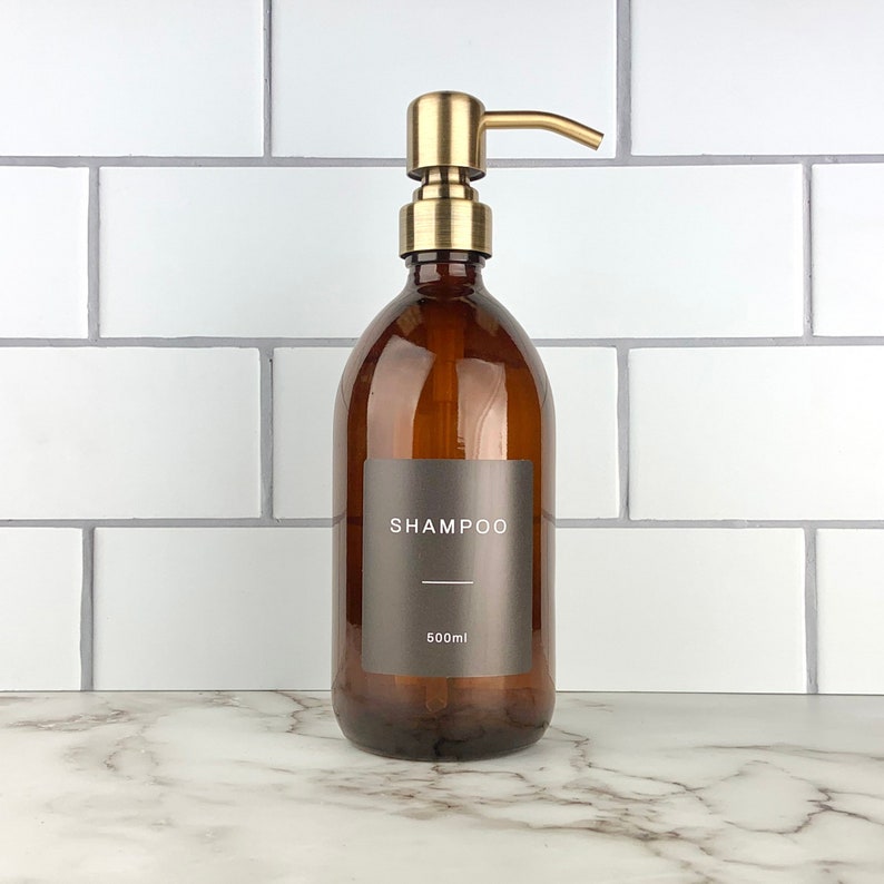Amber Glass Bottle Refillable Bottle With Brass / Gold Pump - Etsy