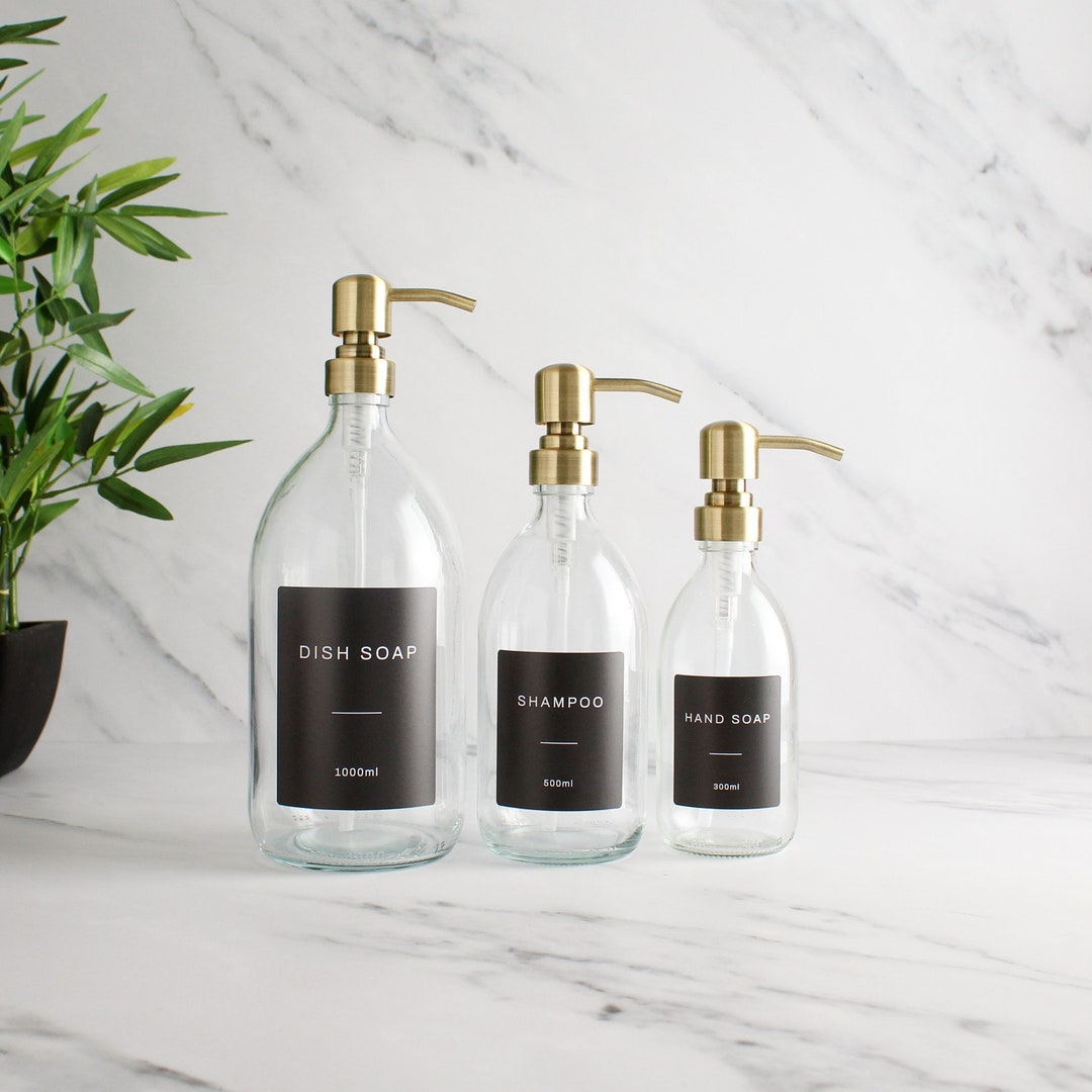 Clear Glass Bottle Labelled Refillable Bottle With Metal Gold/brass ...