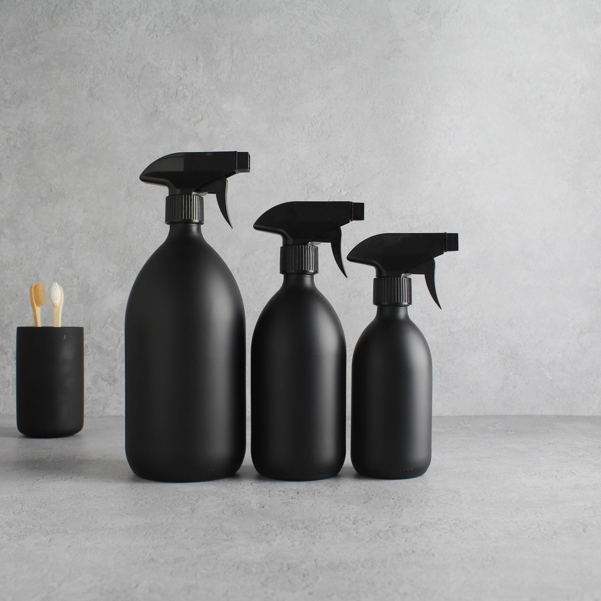 Matte Black Glass Spray Bottle Refillable Coloured Trigger Spray Bottle Kitchen Bathroom Accessories for Cleaning and Plants Reuse Etsy UK