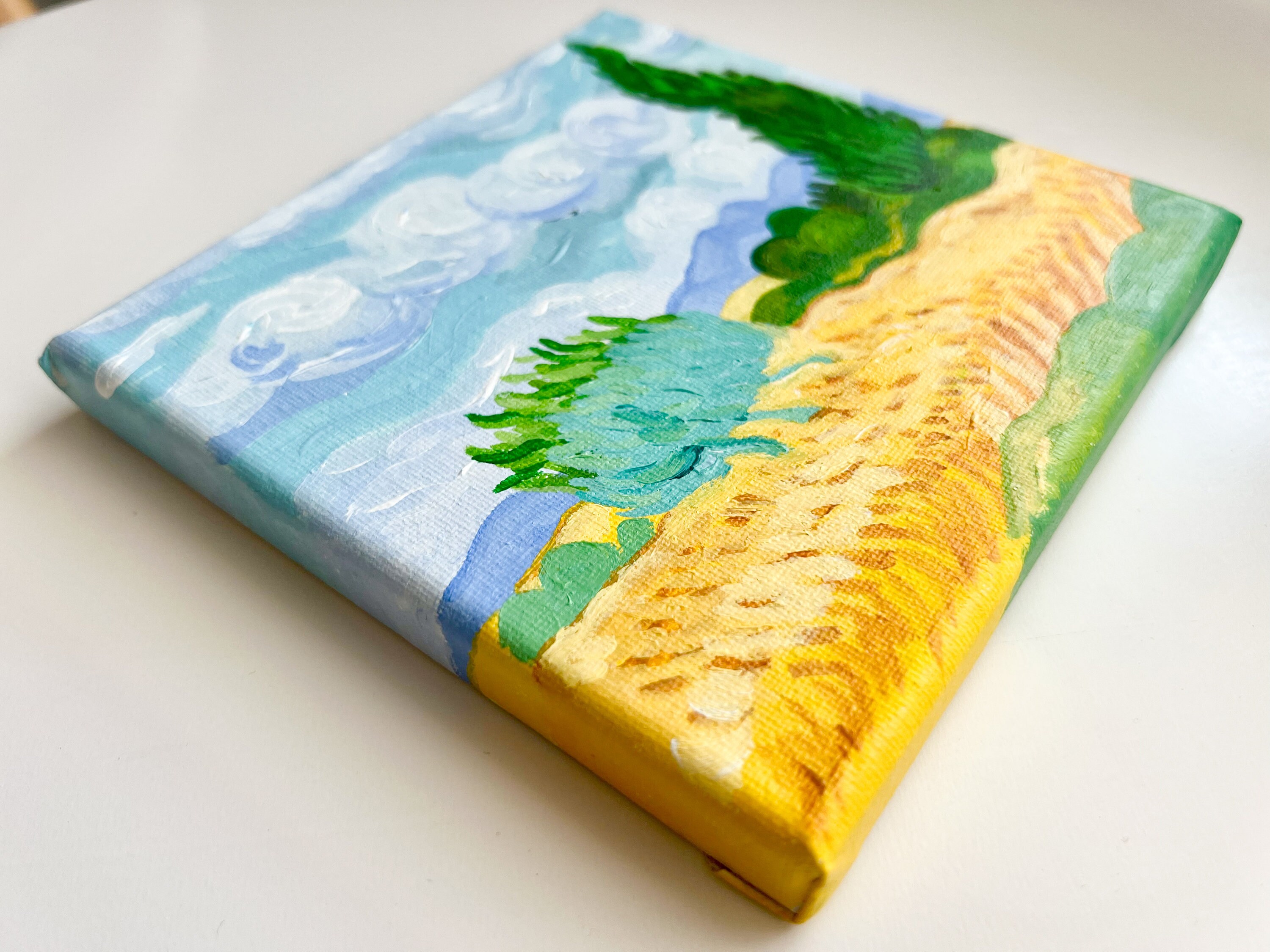 A Practice of Vincent Van Gogh, Wheat Field With Cypresses, Acrylic ...