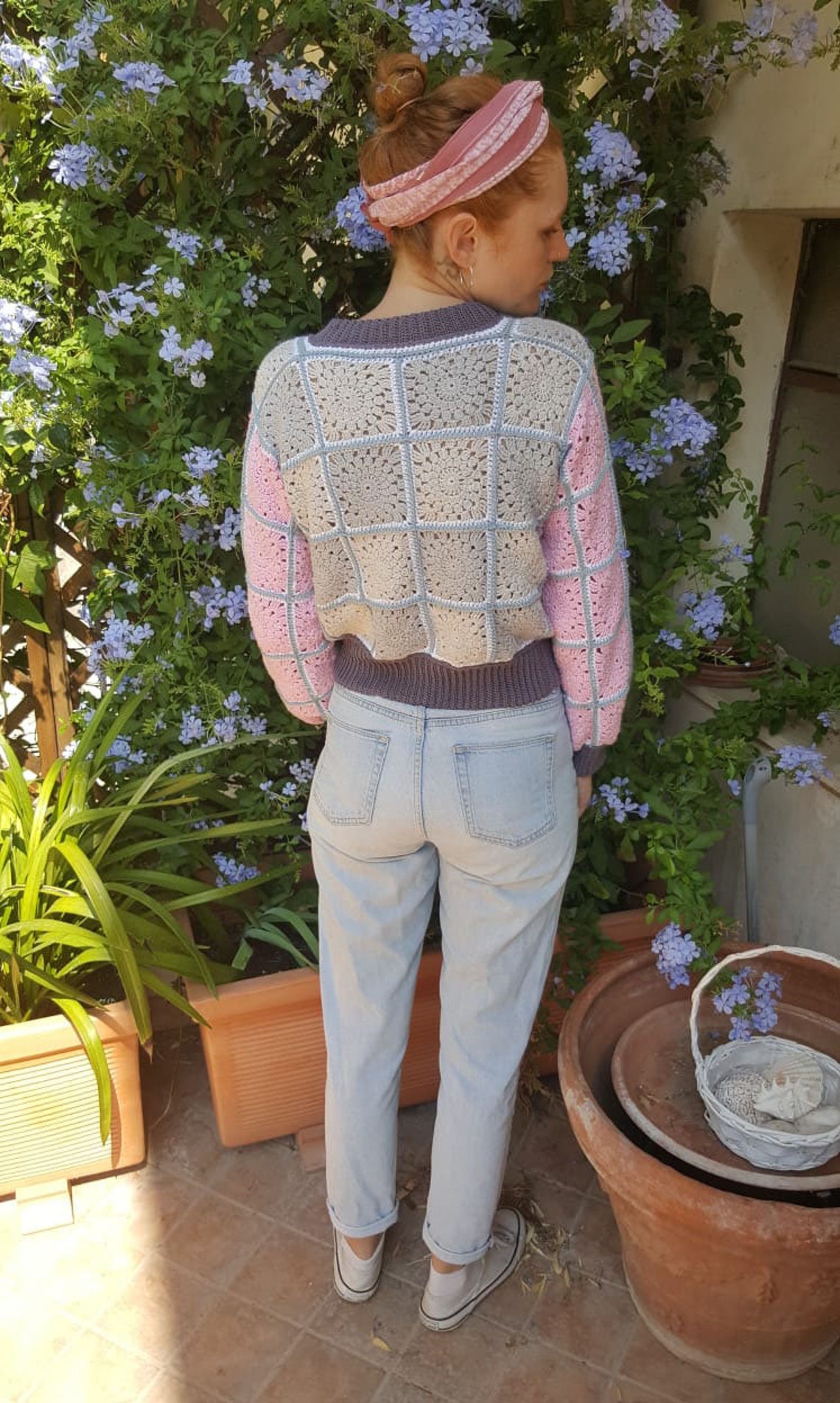 Hand Crochet Pattern Checker Sweater - Etsy