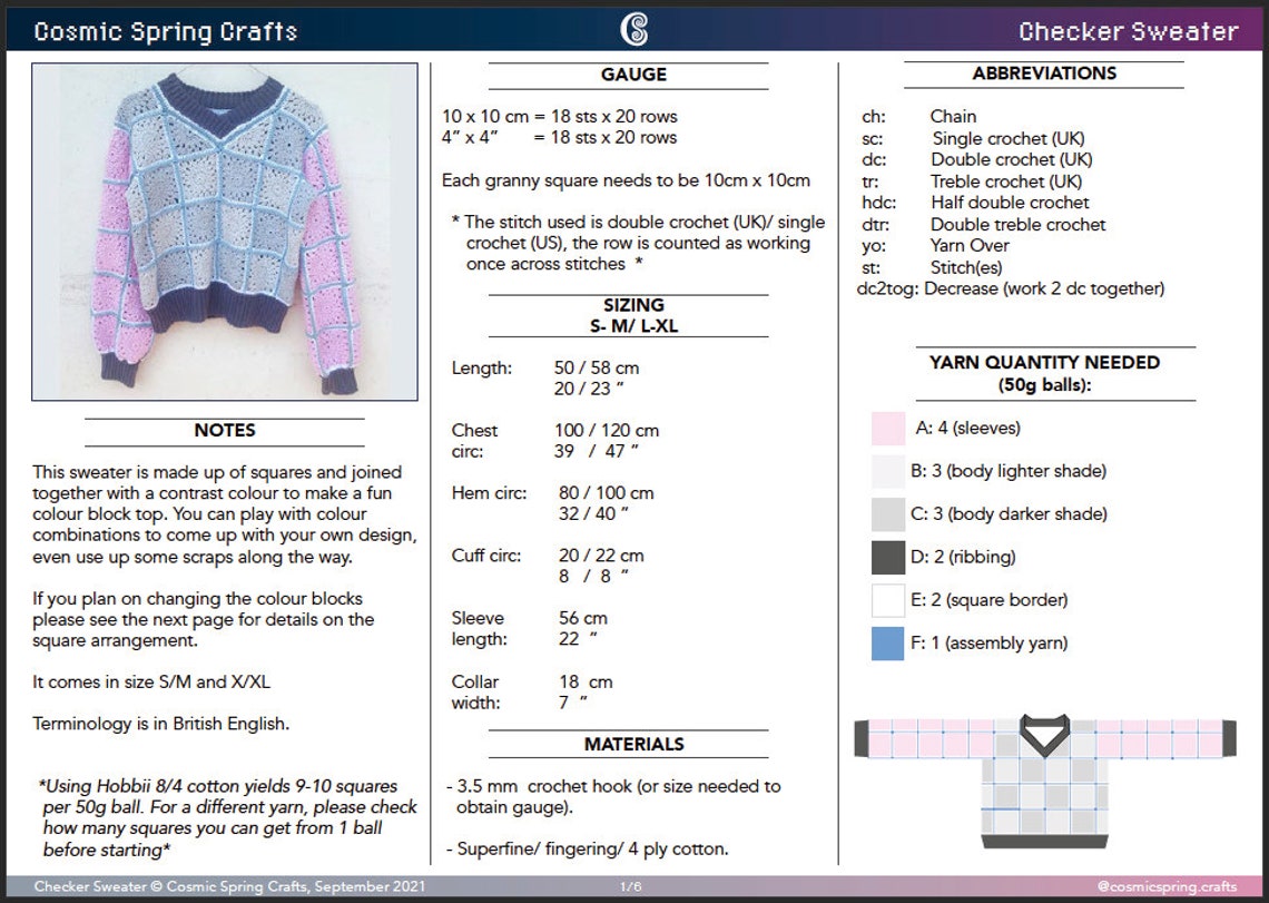 Hand Crochet Pattern Checker Sweater - Etsy