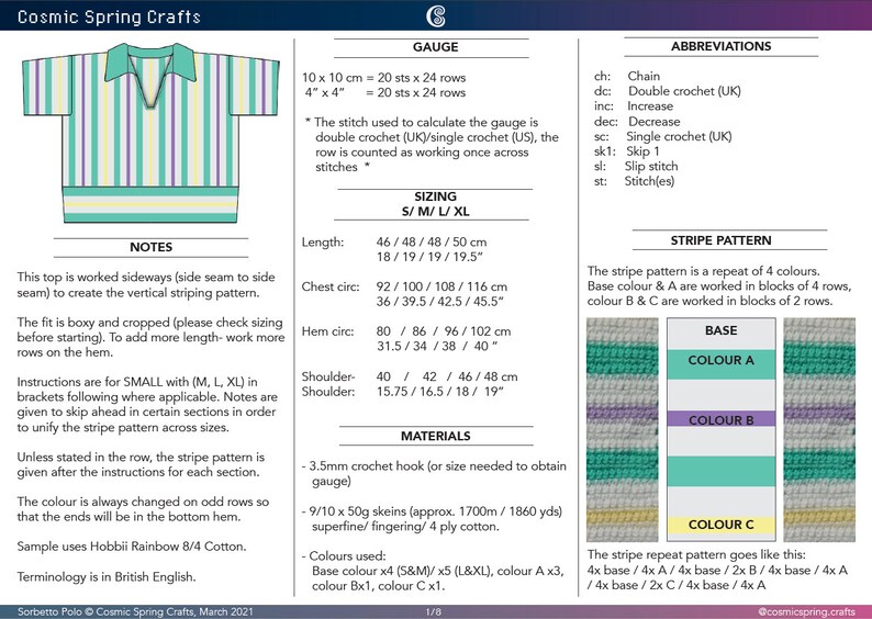 Hand Crochet Pattern- Sorbetto Polo - Etsy