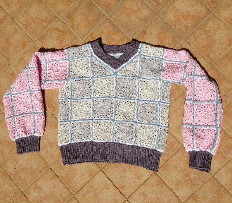 Hand Crochet Pattern- Checker Sweater - Etsy