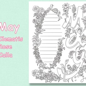 Printable Coloring Page "flower Coloring and Note"/coloring at Home ...