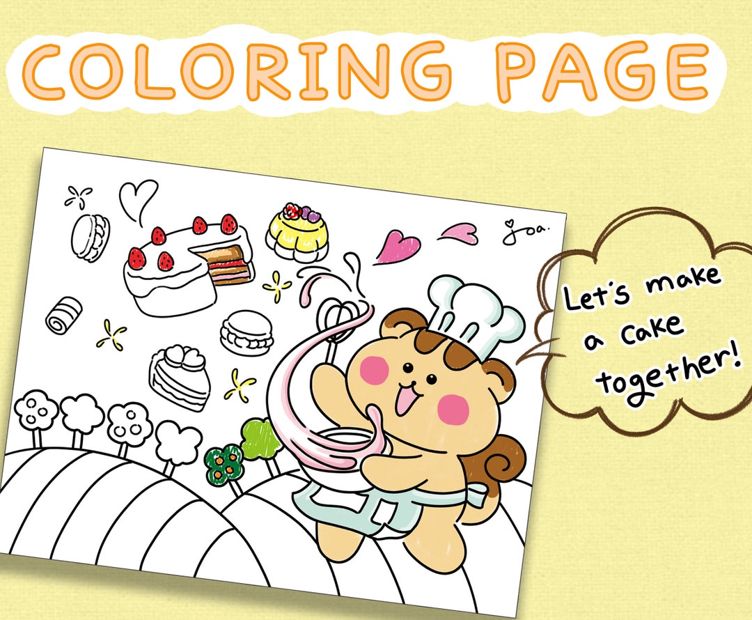 Printable Coloring Page "baking and Dessert"/coloring at Home Activity ...