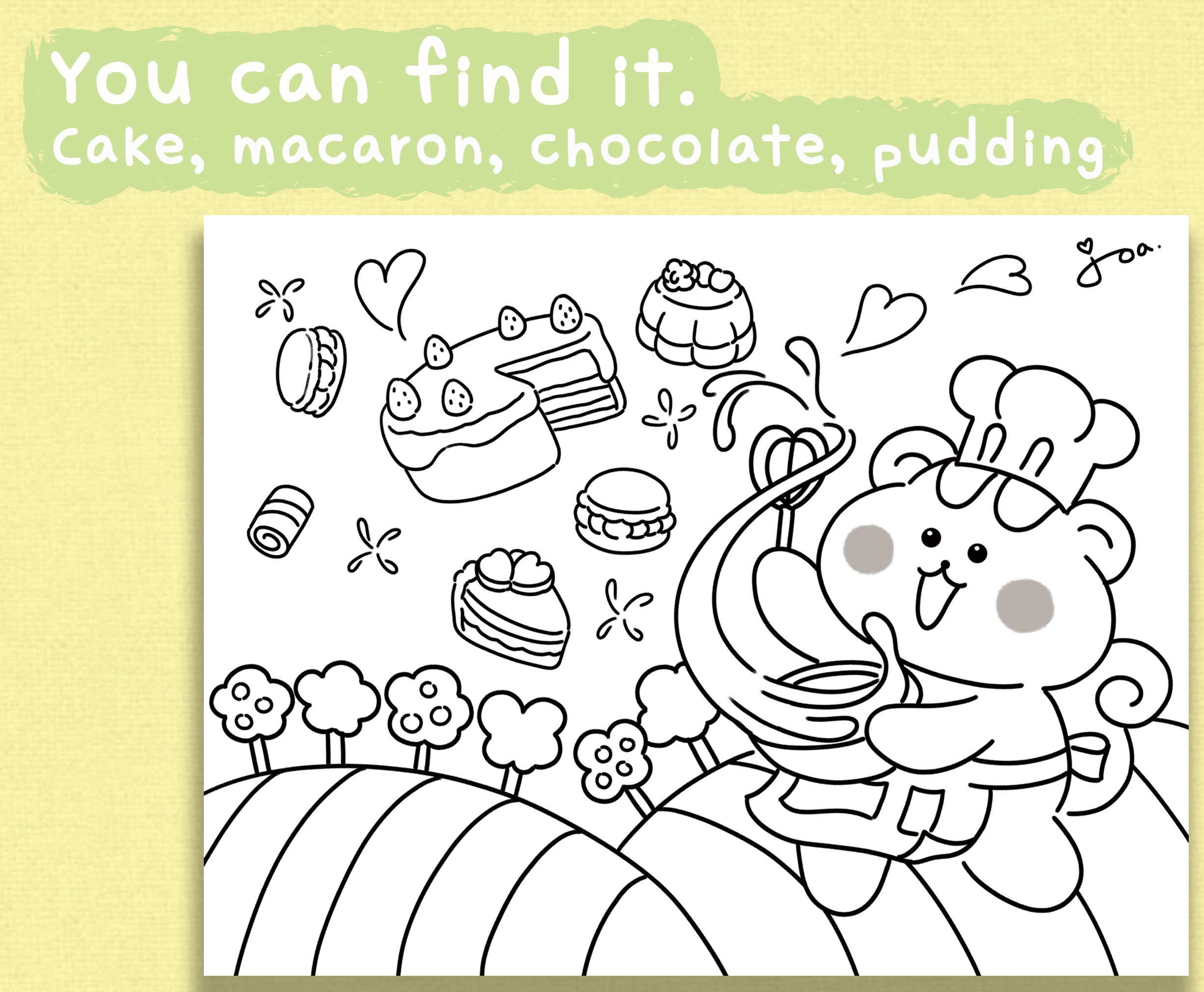 Printable Coloring Page "baking and Dessert"/coloring at Home Activity ...