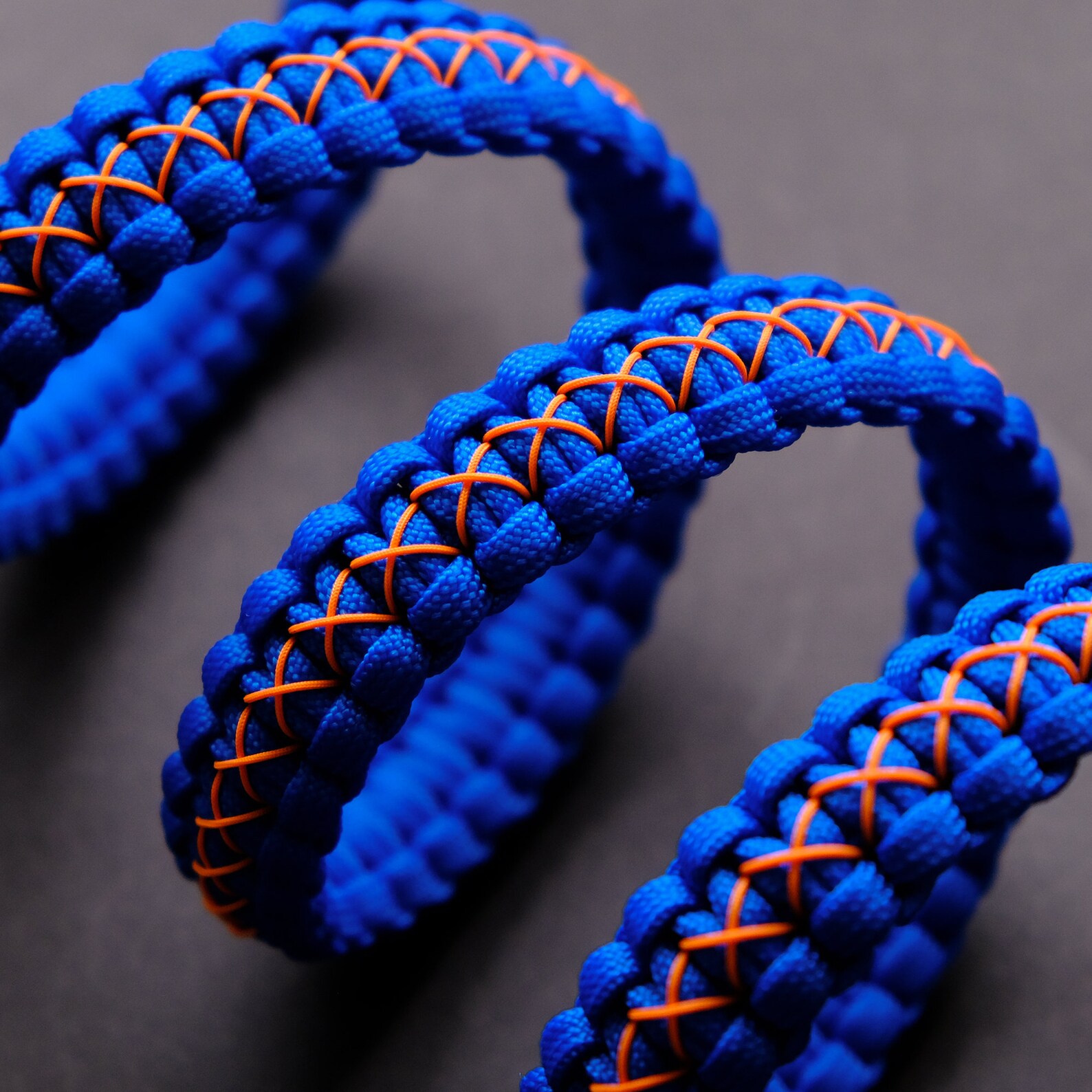 Blue Paracord Camera Strap, Orange Pattern, Quick Relaese, Mirrorless ...