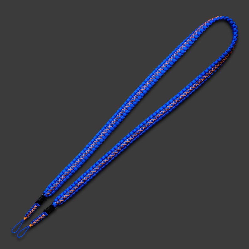 Blue Paracord Camera Strap, Orange Pattern, Quick Relaese, Mirrorless ...