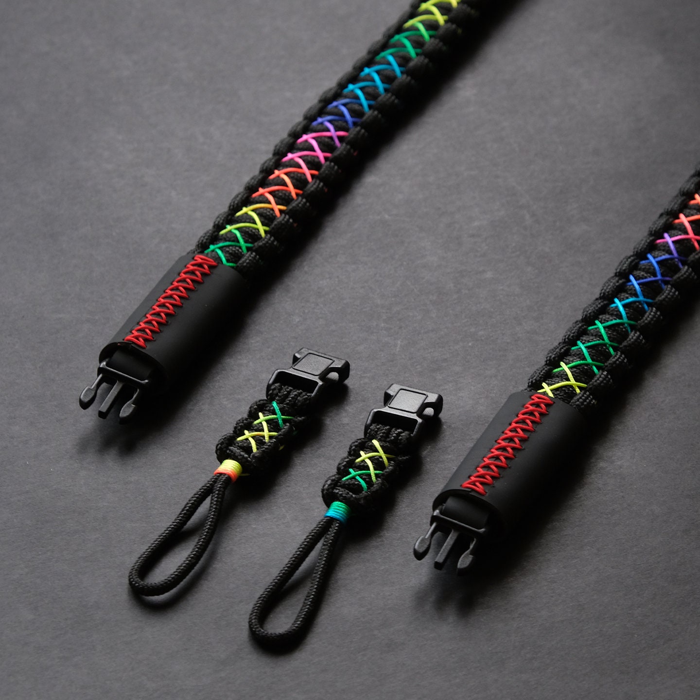 Paracord Camera Strap Quick Release Rainbow Pattern Rope | Etsy