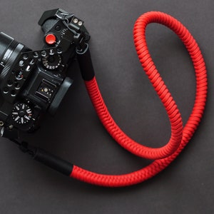 Paracord Camera Strap, Red Camera Strap, Leather Detail, Rope, Nikon ...