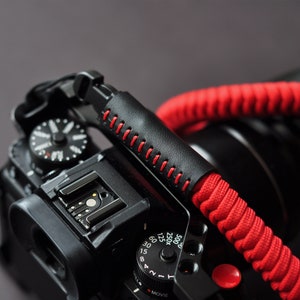 Paracord Camera Strap, Red Camera Strap, Leather Detail, Rope, Nikon ...