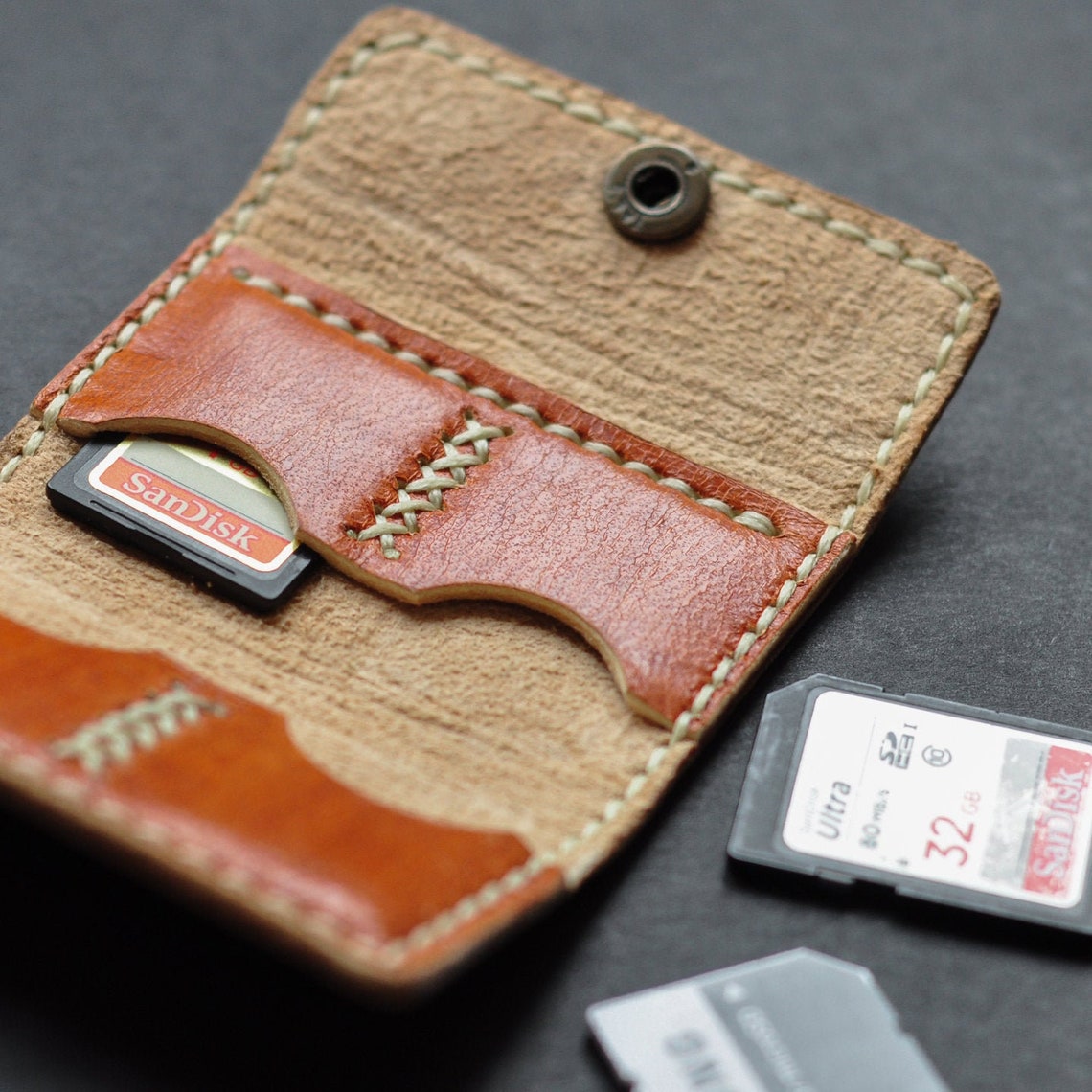 Leather SD Card Holder Leather Gift Leathercraft camera | Etsy