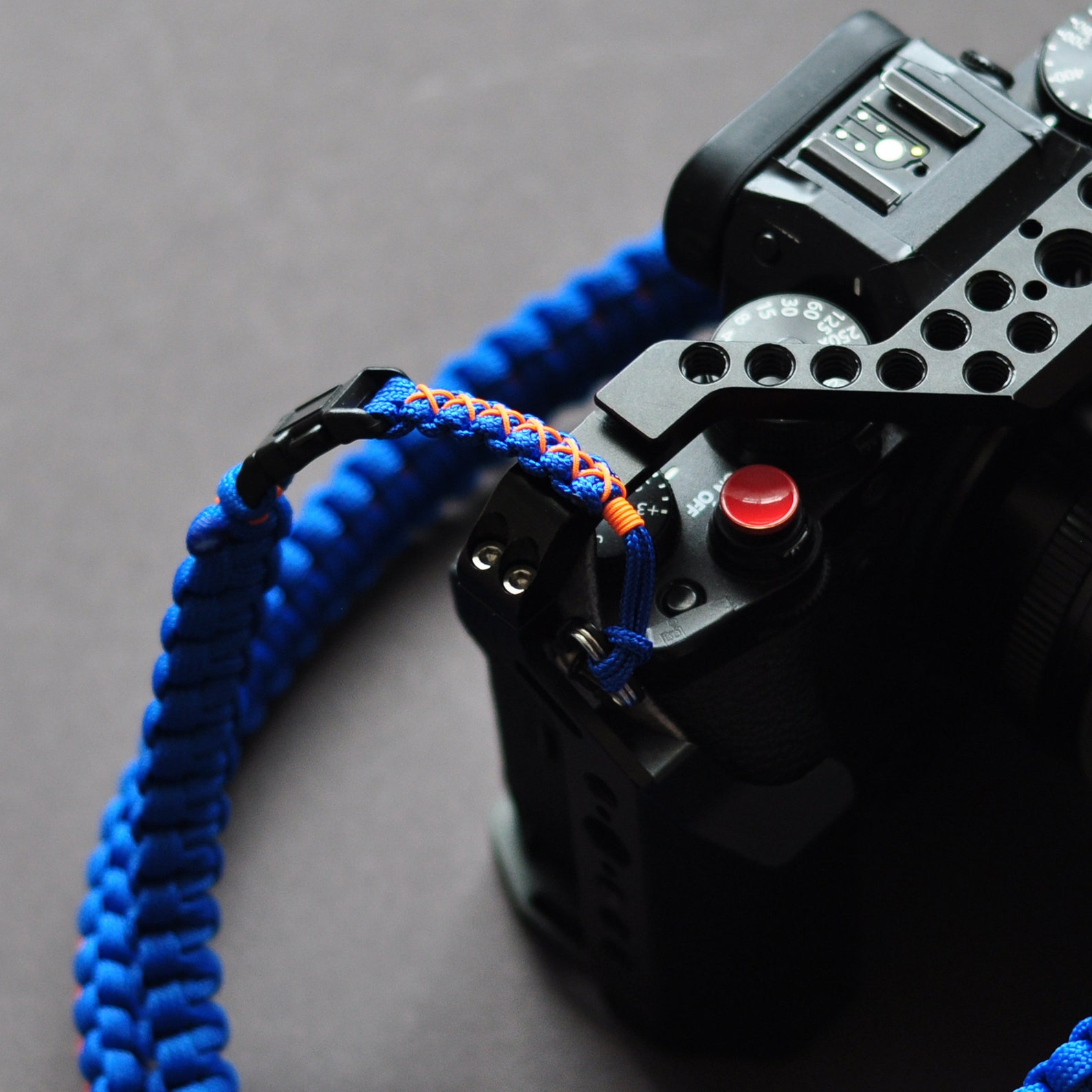 Blue Paracord Camera Strap, Orange Pattern, Quick Relaese, Mirrorless ...