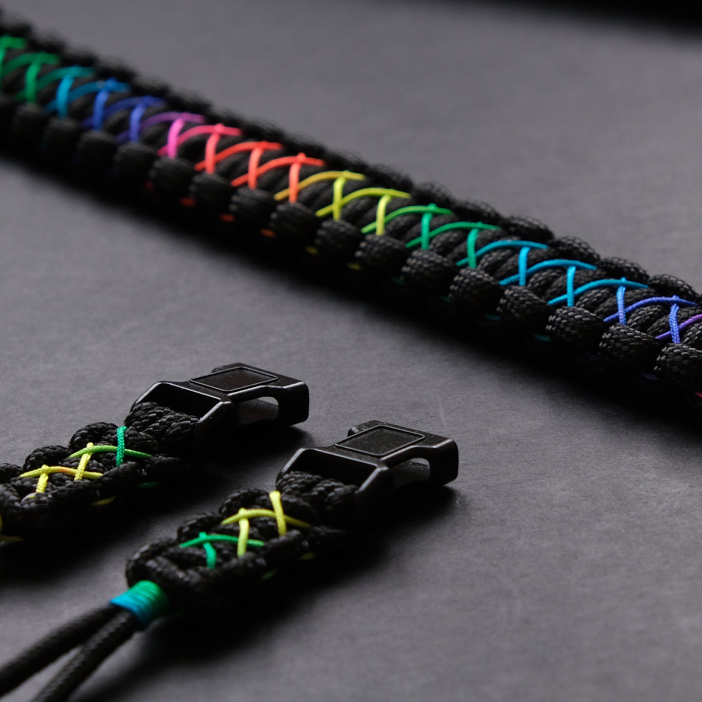 Paracord Camera Strap Quick Release Rainbow Pattern Rope | Etsy