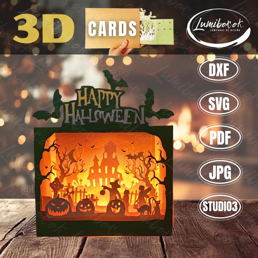 Halloween 3D Pop-up Card, Haunted House. Handmade Greeting Card. Unique ...