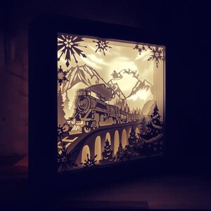 MOUNTAIN RAILWAYS Light Box, Vintage Train Svg Shadow Box, 3D Train Svg ...